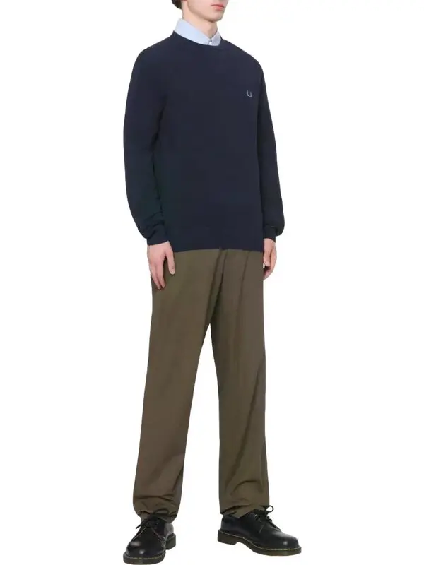 Fred Perry Piqué Logo-embroidered Waffle-knit Sweater - Blue