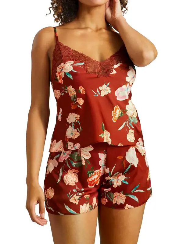 AUBADE Sweet Folk Floral-print Pajama Shorts - Red