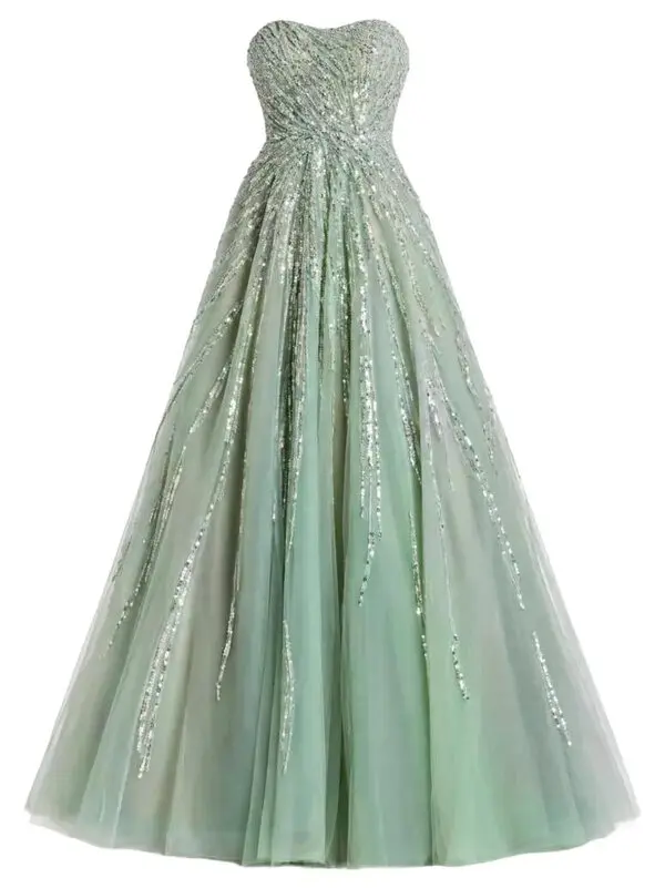 Mac Duggal Sequin-embellished Strapless Gown - Green