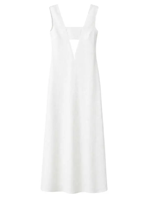 HUMANS & LAND V-neck Maxi Dress With Pockets - White