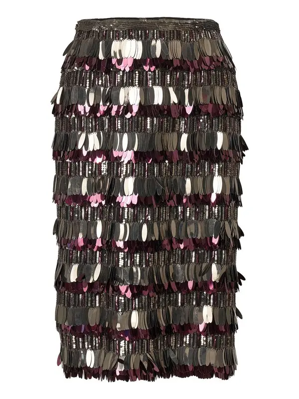 Carolina Herrera Sequined Silk Double Georgette Knee-length Skirt - Multi