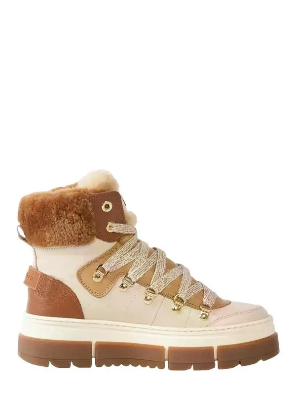 Bogner Vaduz Shearling-trim Lace-up Ankle Boots - Neutrals