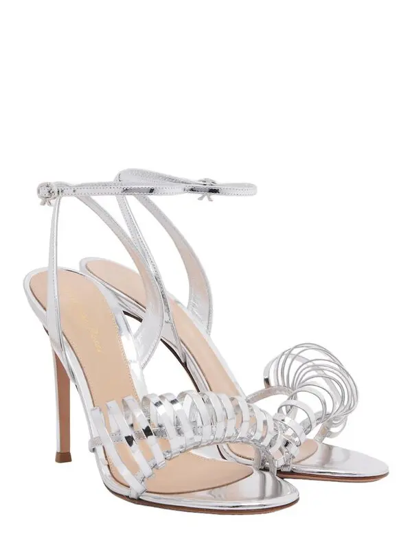 GIANVITO ROSSI Metallic Leather Sandals - Silver
