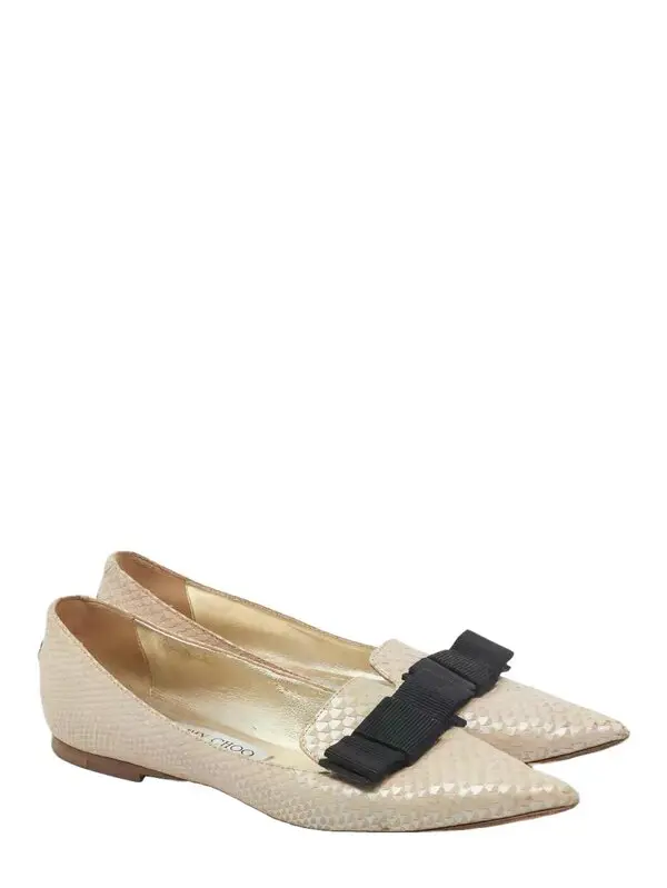 JIMMY CHOO Gala Bow Flat Pumps - Neutrals