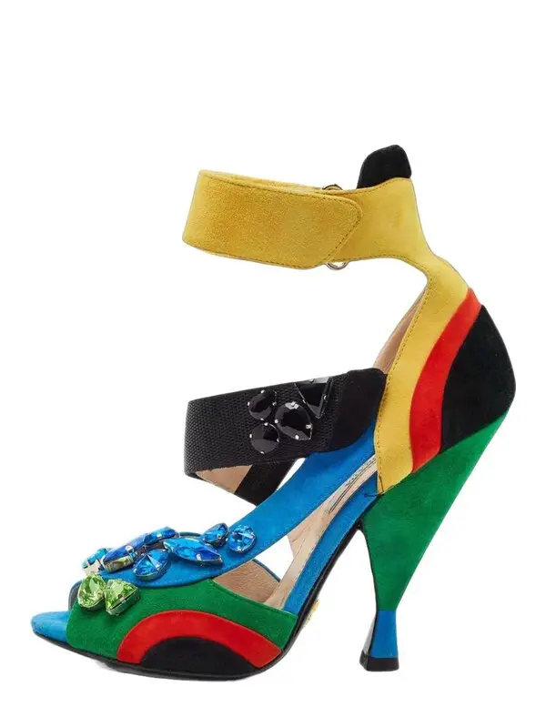 Prada Crystal-embellished Touch-strap Sandals - Yellow