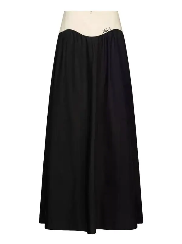 Karl Lagerfeld Embroidered-logo Maxi Skirt - Black