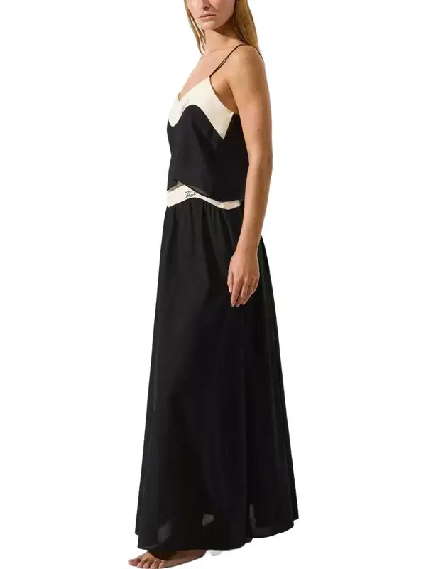 Karl Lagerfeld Embroidered-logo Maxi Skirt - Black