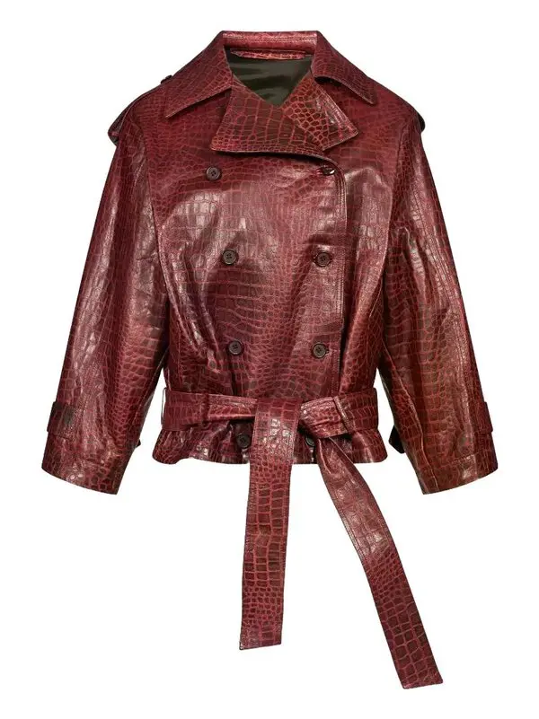 SALVATORE SANTORO Crocodile-effect Double-breasted Jacket - Red