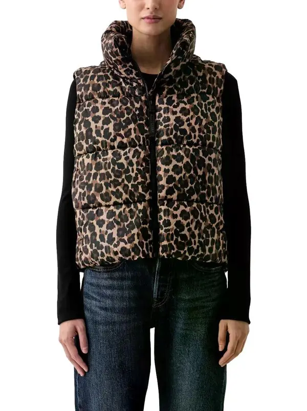 Dkny Leopard-print Padded Gilet - Brown