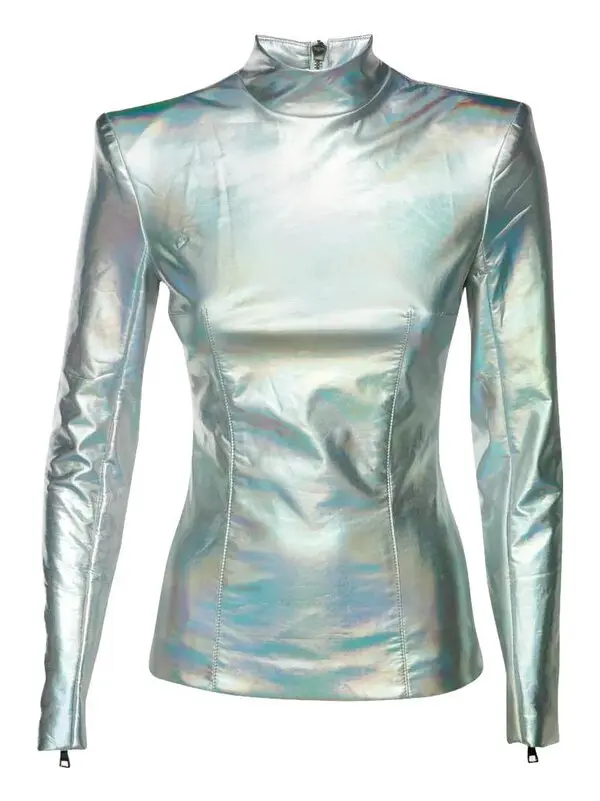 Balmain Mock-neck Top - Silver