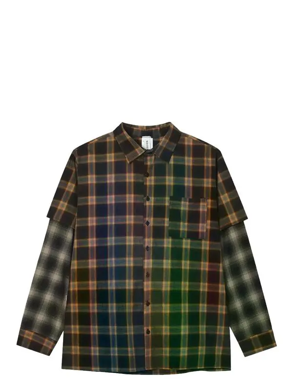 WESTFALL Layered-sleeve Check-pattern Shirt - Black