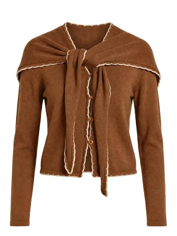 ANOTHER GIRL Sailor Cardigan Detachable Collar - Brown