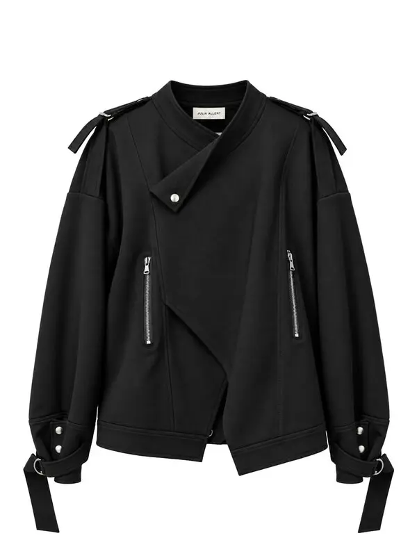JULIA ALLERT Structured Jacket-inspired Knit Top - Black