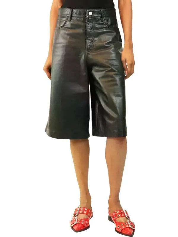 Victoria Beckham Leather Culottes - Black