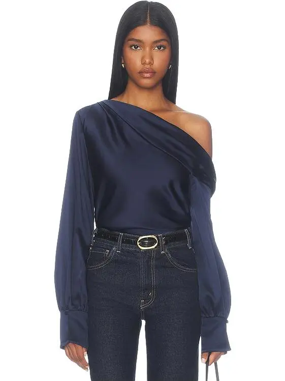 Simkhai Alice One Shoulder Top - Navy
