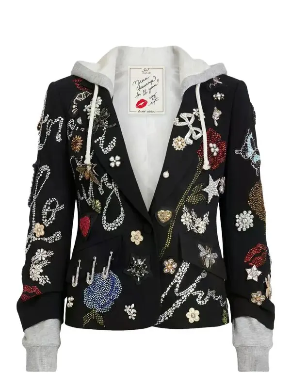 Cinq À Sept Khloe Embellished Hooded Blazer - Black