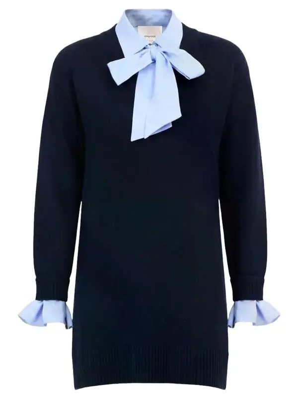 Cinq À Sept Tammy Bow-detail Layered Mini Dress - Blue