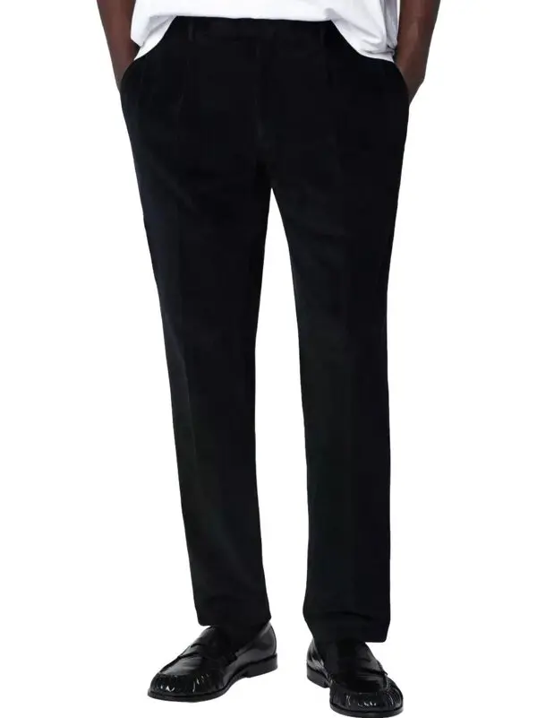 SANTANIELLO Biagio Pleated Corduroy Trousers - Blue