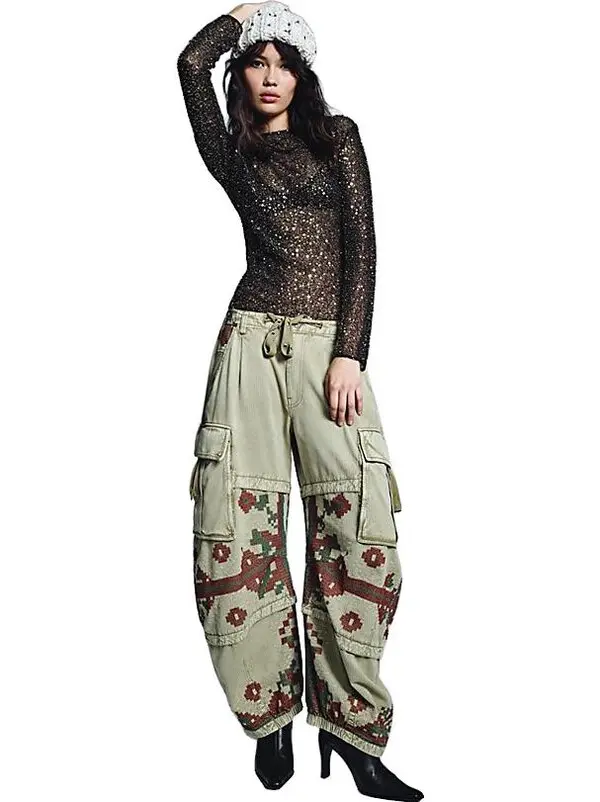 We The Free Fun To Be Fairisle Reef Cargo Pants At - Gothic Olive