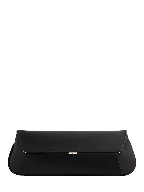 Amina Muaddi Ami Satin Clutch Bag - Black