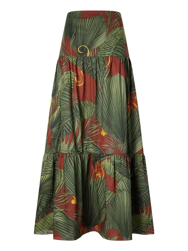 Johanna Ortiz Territorio Atemporal Tiered Printed Cotton-voile Maxi Skirt - Multi