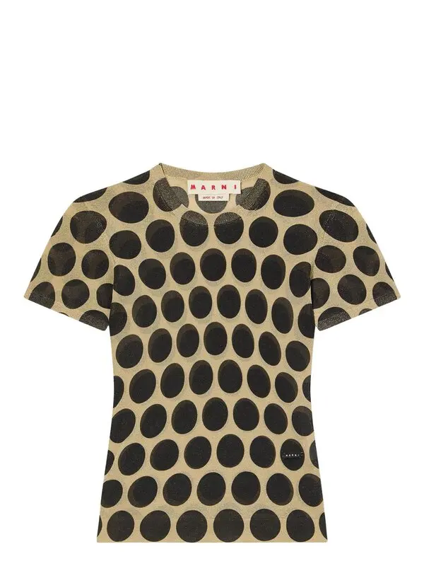 Marni Polka-dot Knitted T-shirt - Yellow