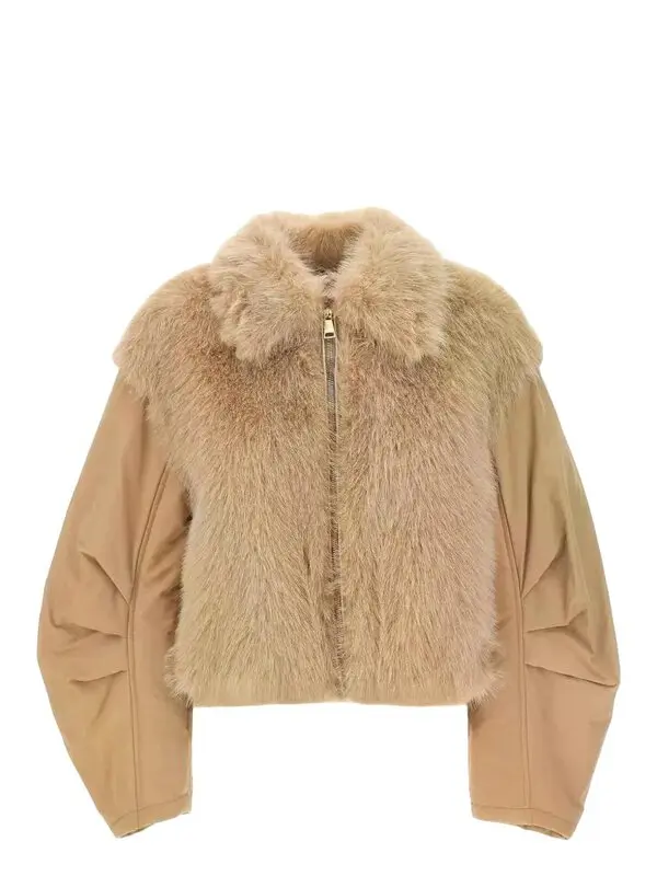 KAOS Faux-fur Panelled Jacket - Brown