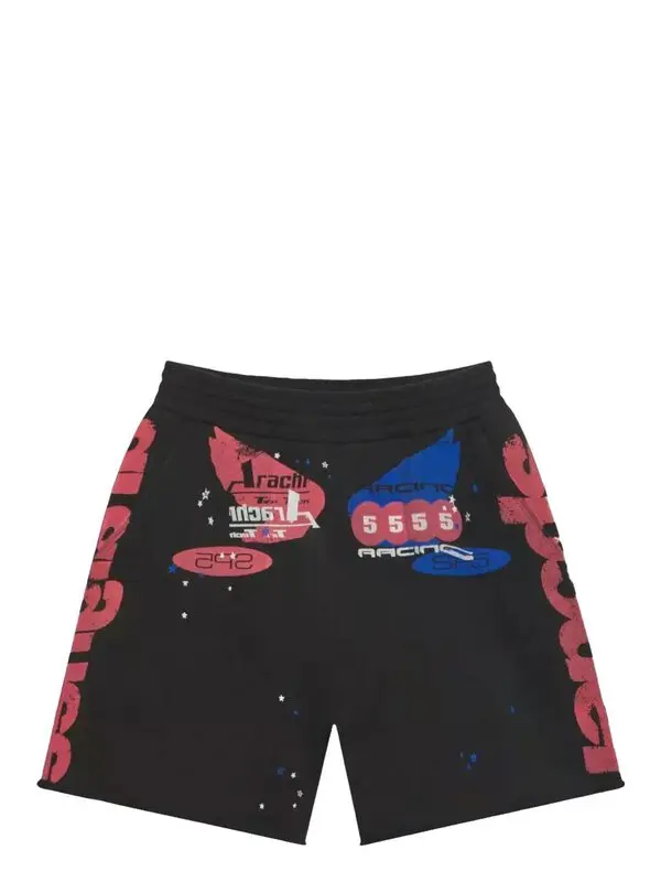 SP5DER Tire Tech Elasticated-waist Track Shorts - Black
