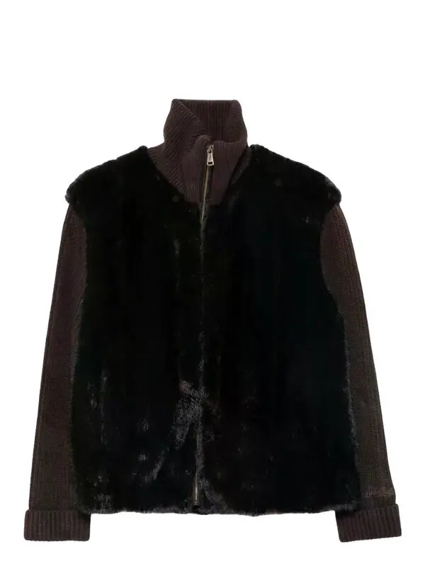 MC2 SAINT BARTH Faux-fur Panelled Knitted Jacket - Brown