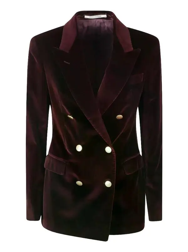 Tagliatore Double-breasted Velvet Blazer - Red