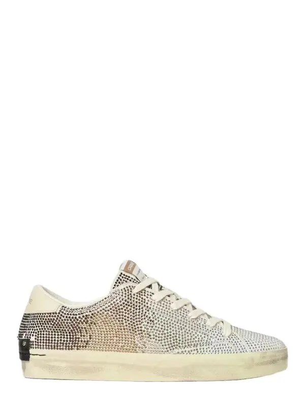CRIME LONDON Distressed Crystal-embellished Sneakers - Silver