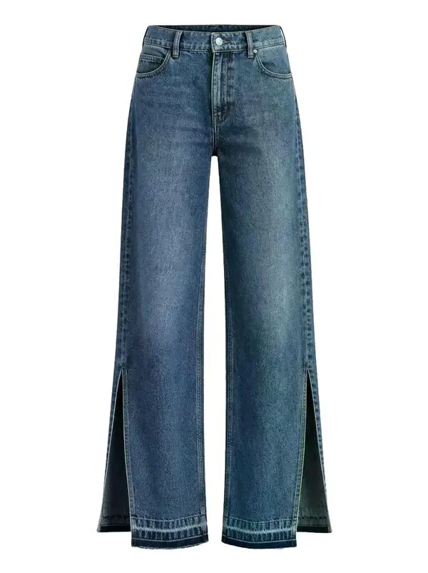 STEL Split-hem Frayed Jeans - Blue