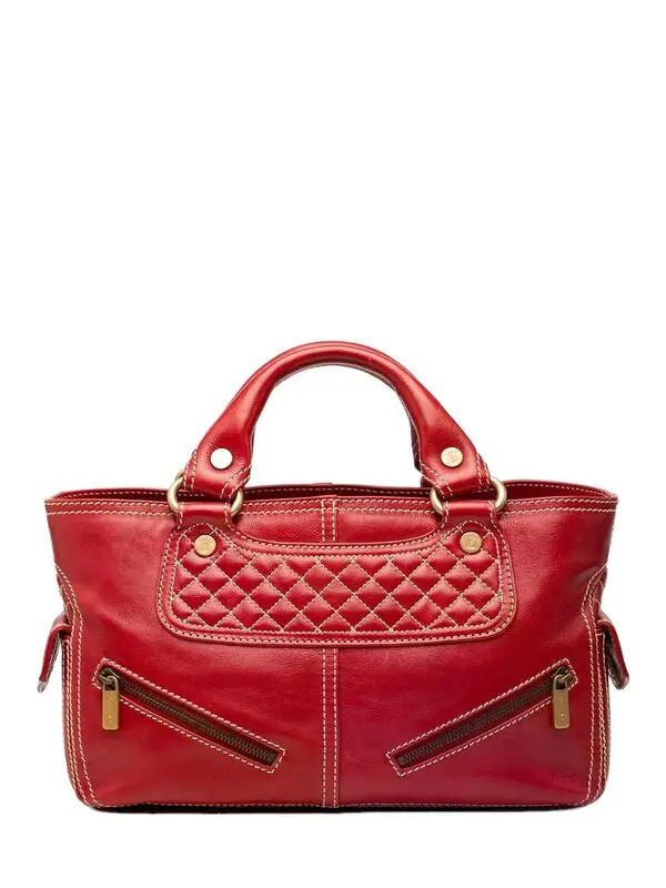 Celine 2000 Leather Biker Boogie Handbag - Red