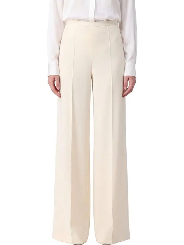TALLER MARMO High-waisted Crêpe Palazzo Trousers With Side Closure - Ivory