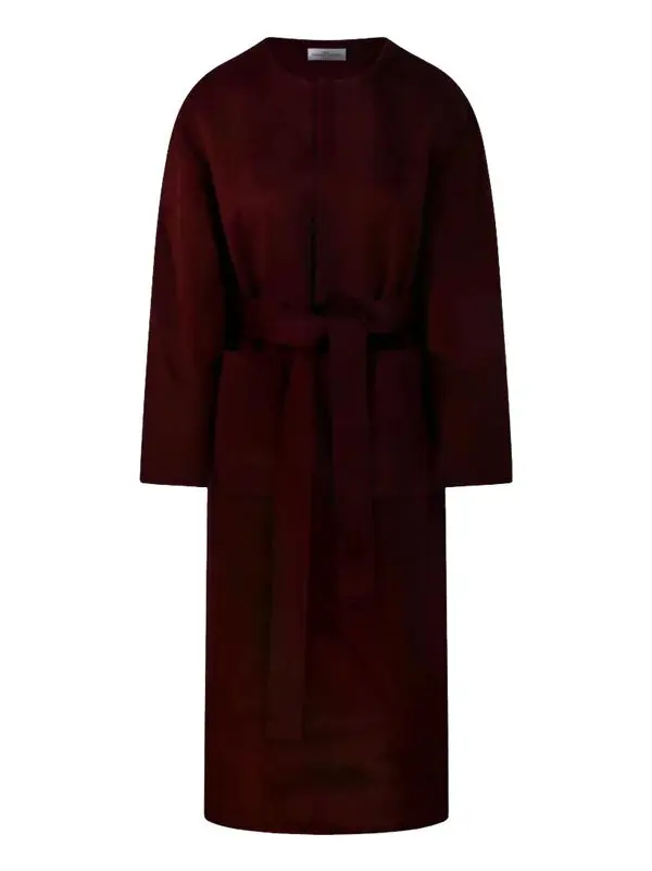 THE DYNAMIS STUDIO Knokke Belted Collarless Coat - Red