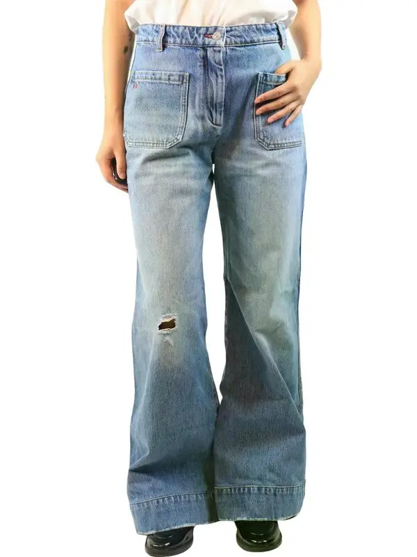 Victoria Beckham Mid-wash Wide-leg Jeans - Blue