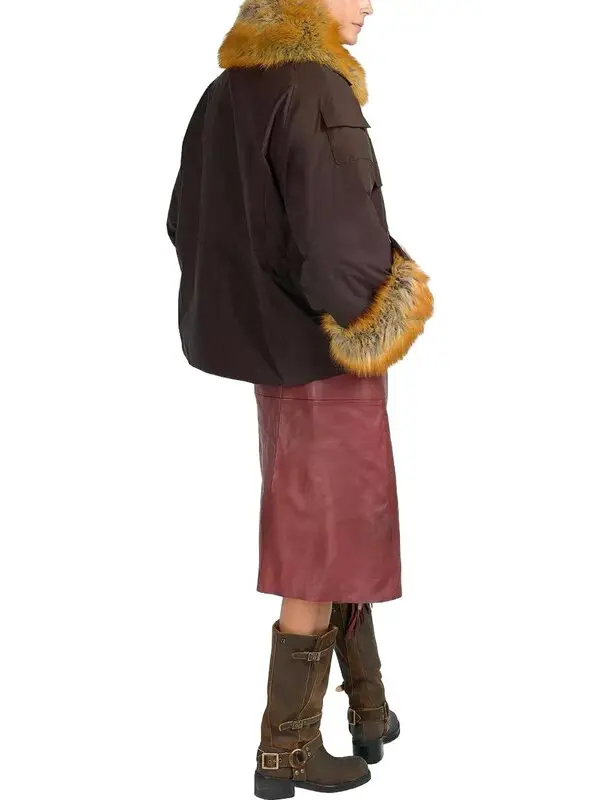 CANADIAN Yoho Faux-fur Trim Multi-pocket Jacket - Brown