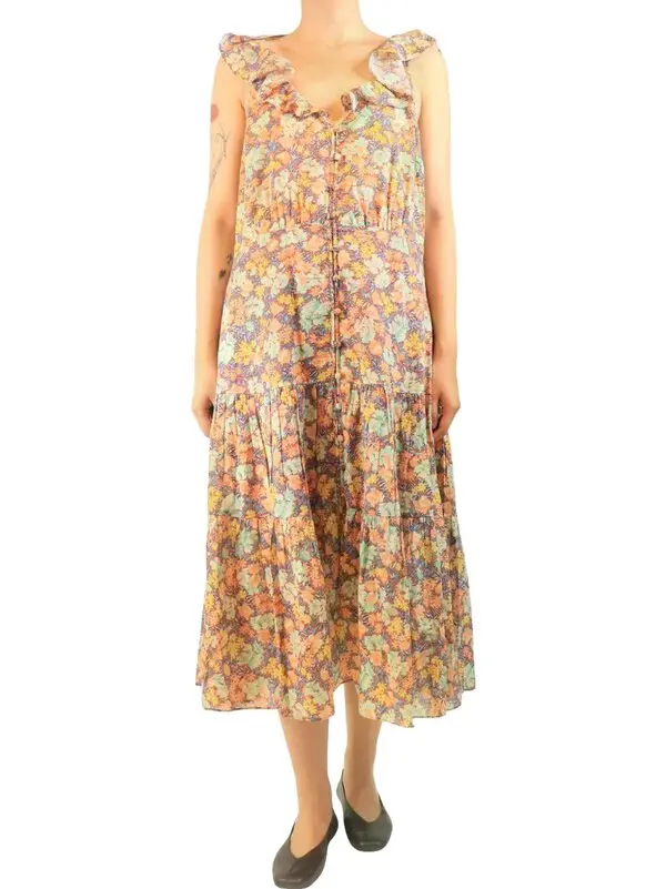 Veronica Beard Floral-print Ruffled Midi Dress - Orange