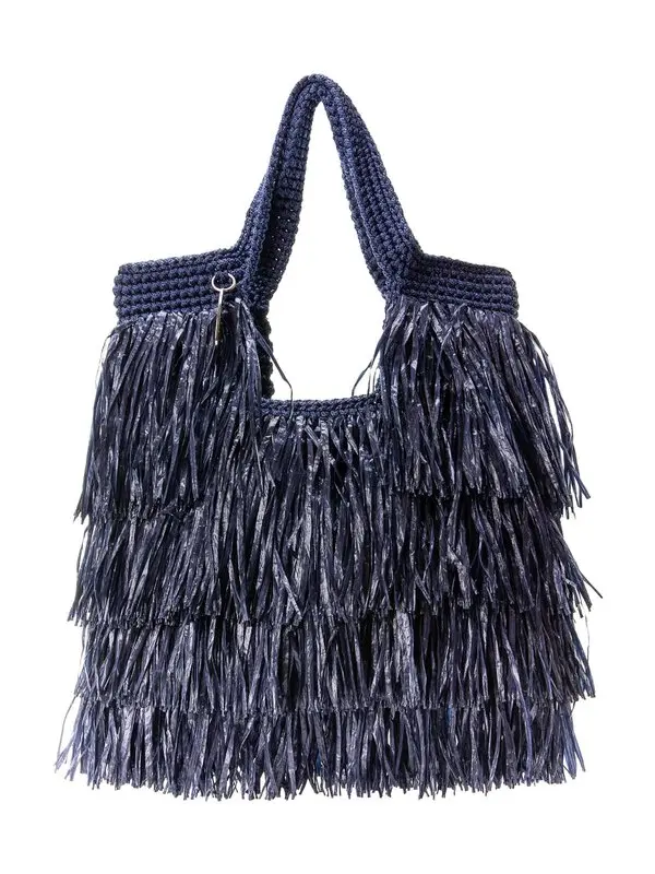 SPEIRA Tote Raffia Fringes Midnight - Blue