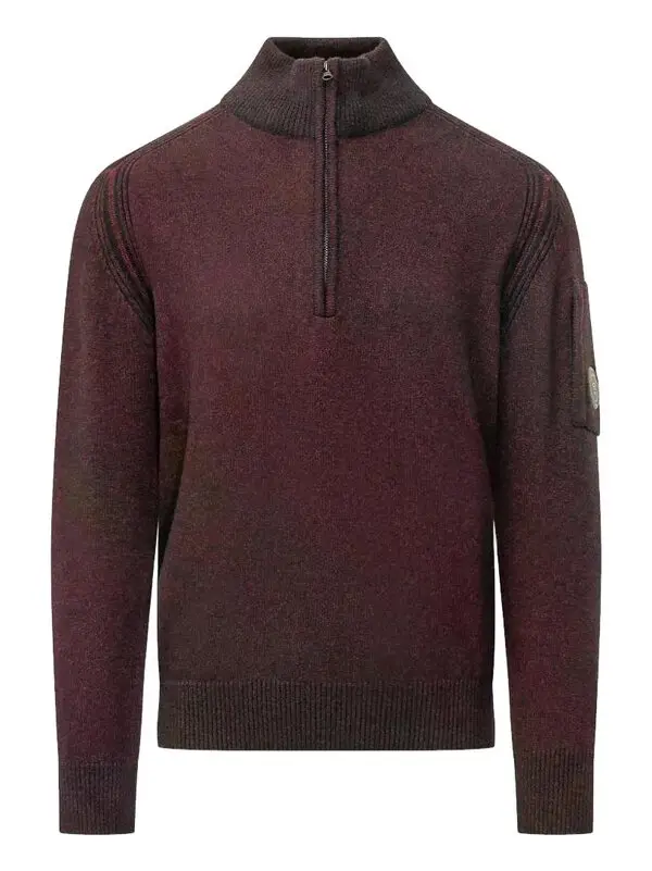 C.P. COMPANY Fleece Knit Lens Half-zip Sweater - Red