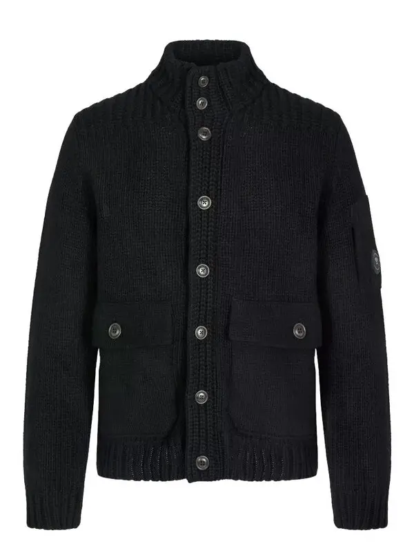 C.P. COMPANY Lambswool Lens Button Sweater - Black