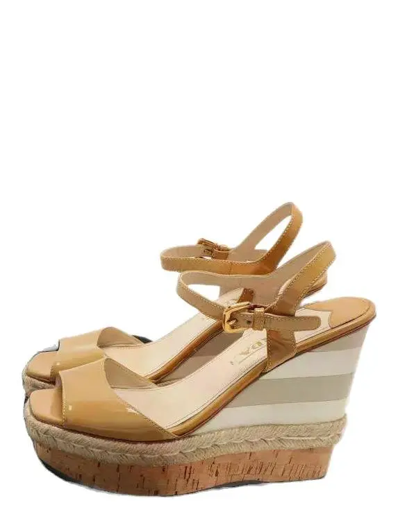 Prada Wedge Espadrille Sandals - Neutrals