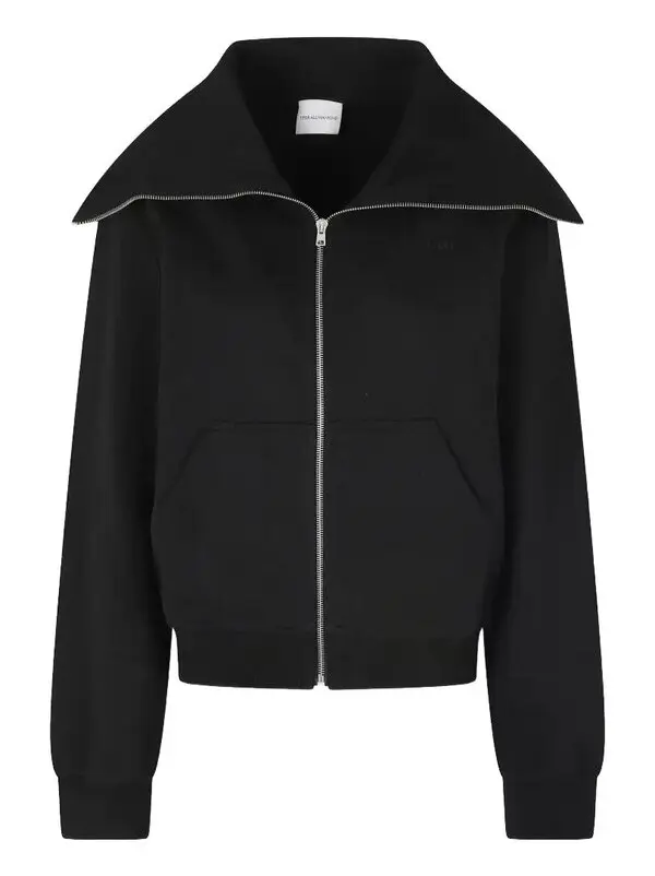 7 For All Mankind Zip-up Sailor-collar Sweater - Black