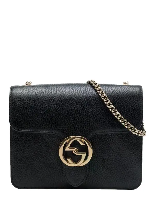 Gucci 2016-2026 Small Dollar Calfskin Interlocking G Crossbody Bag - Black