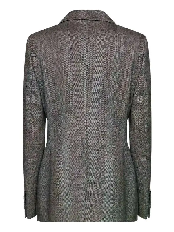 PT TORINO Double-breasted Herringbone Blazer - Brown
