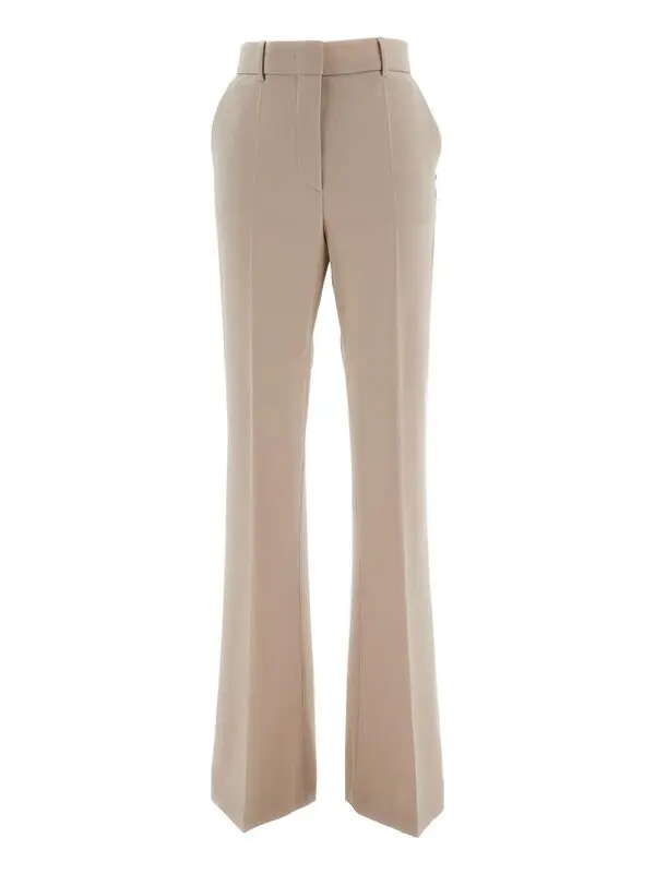 Sportmax Flare Trousers In Stretch Wool Serge - Beige