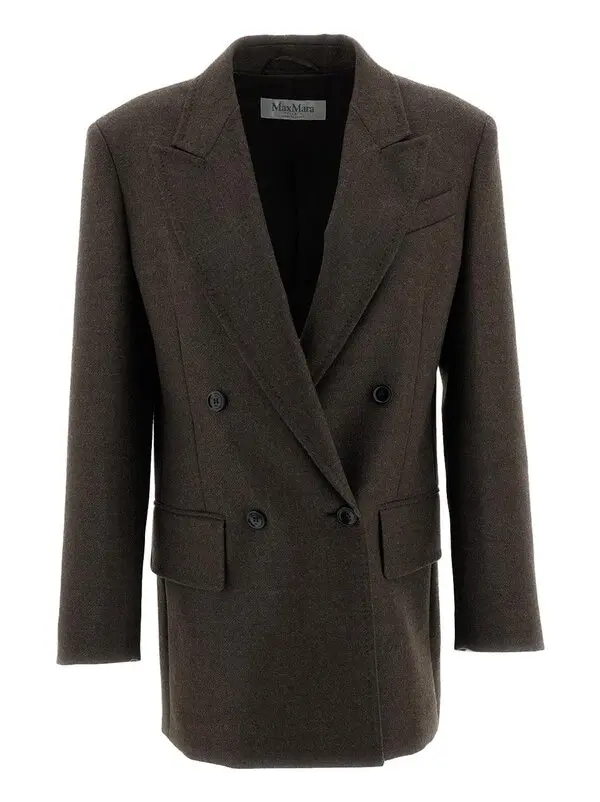 Max Mara Double-breasted Blazer In Batavia Wool - Grey
