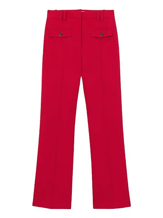 REISS Kira Fla-leg High-rise Woven Trousers - Red