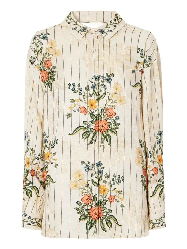 Agua Bendita Cecilia Striped Floral-print Jacquard Shirt - Multi