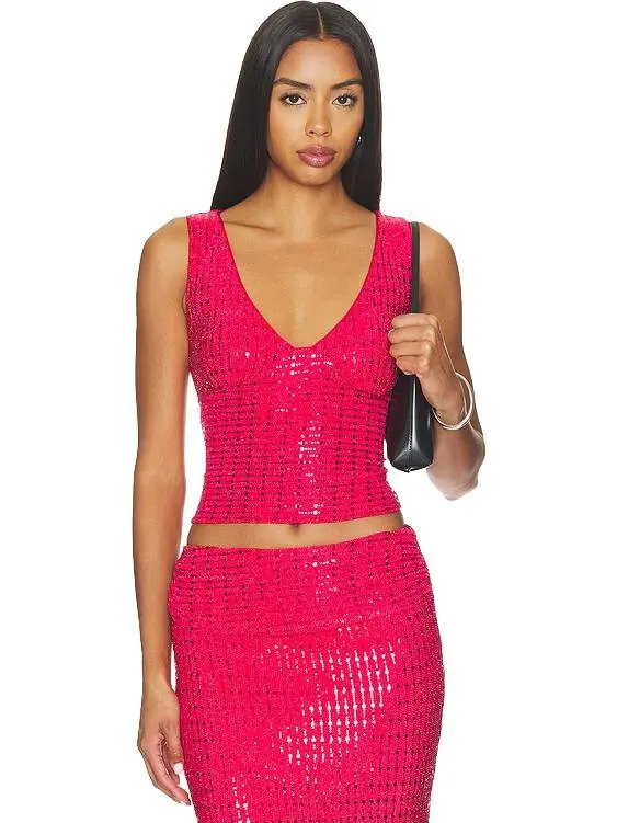 RUNAWAY THE LABEL Retta V-neck Top - Chilli